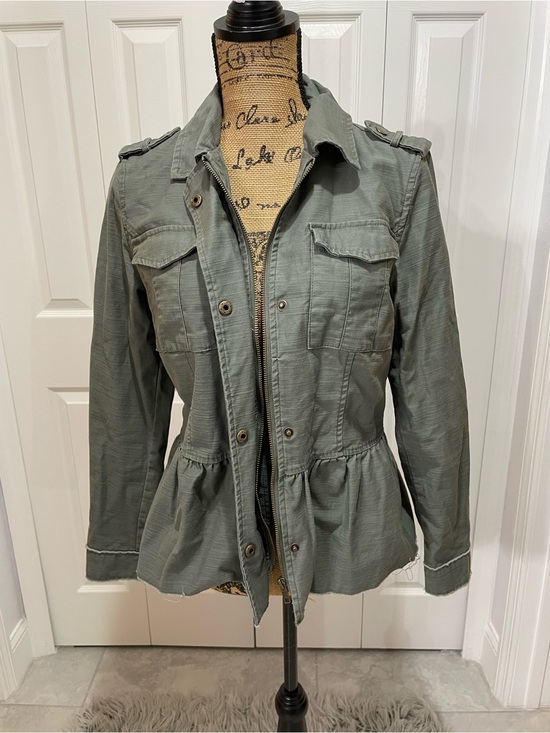 Anna Cai | Jackets & Coats | Peplum Utility Jacket In Sage Green | Poshmark